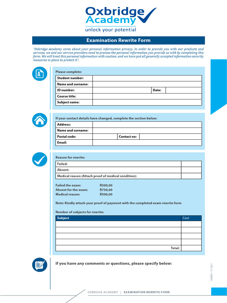 Exam Rewrite Form for Students | PDF