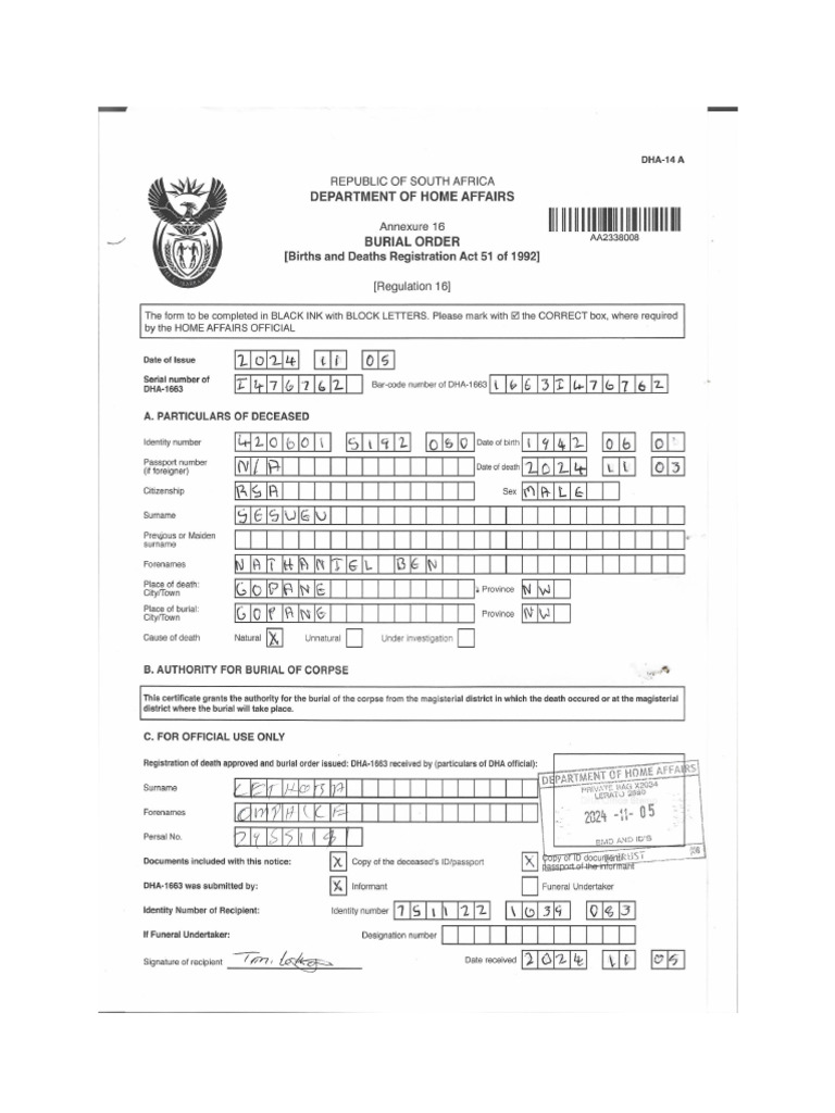 Burial Document | PDF