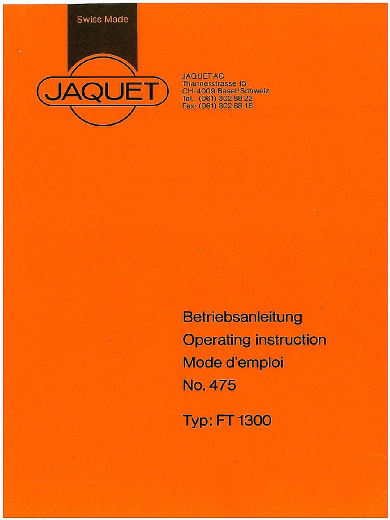 Jaquet FT1300 Datasheet D | PDF
