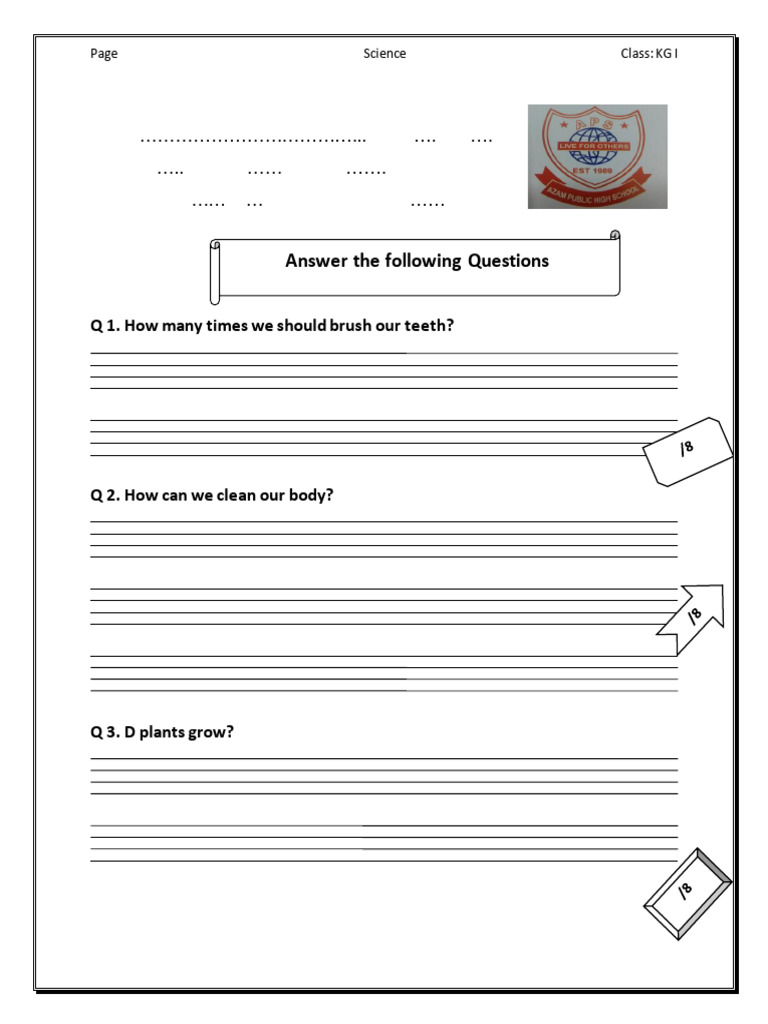 KG I SCIENCE 3rd Term Paper | PDF