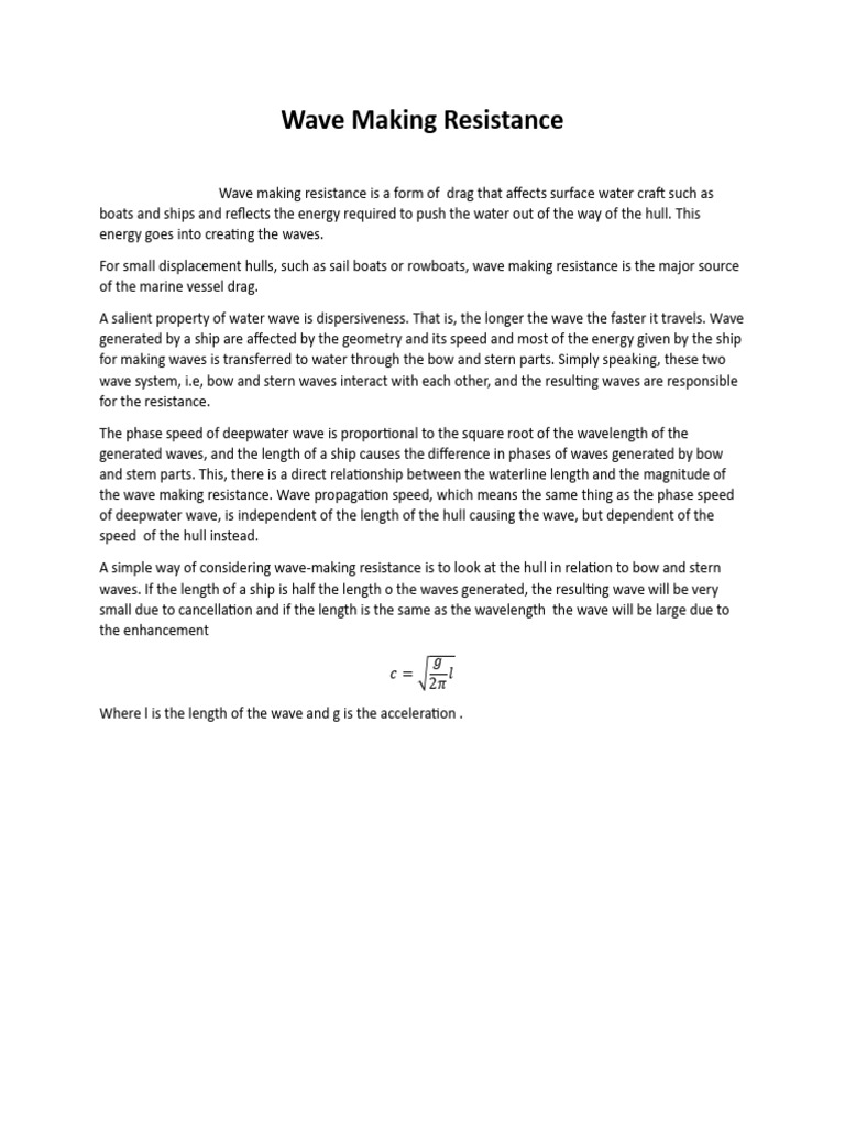 Module 2c Wave and Resistance | PDF