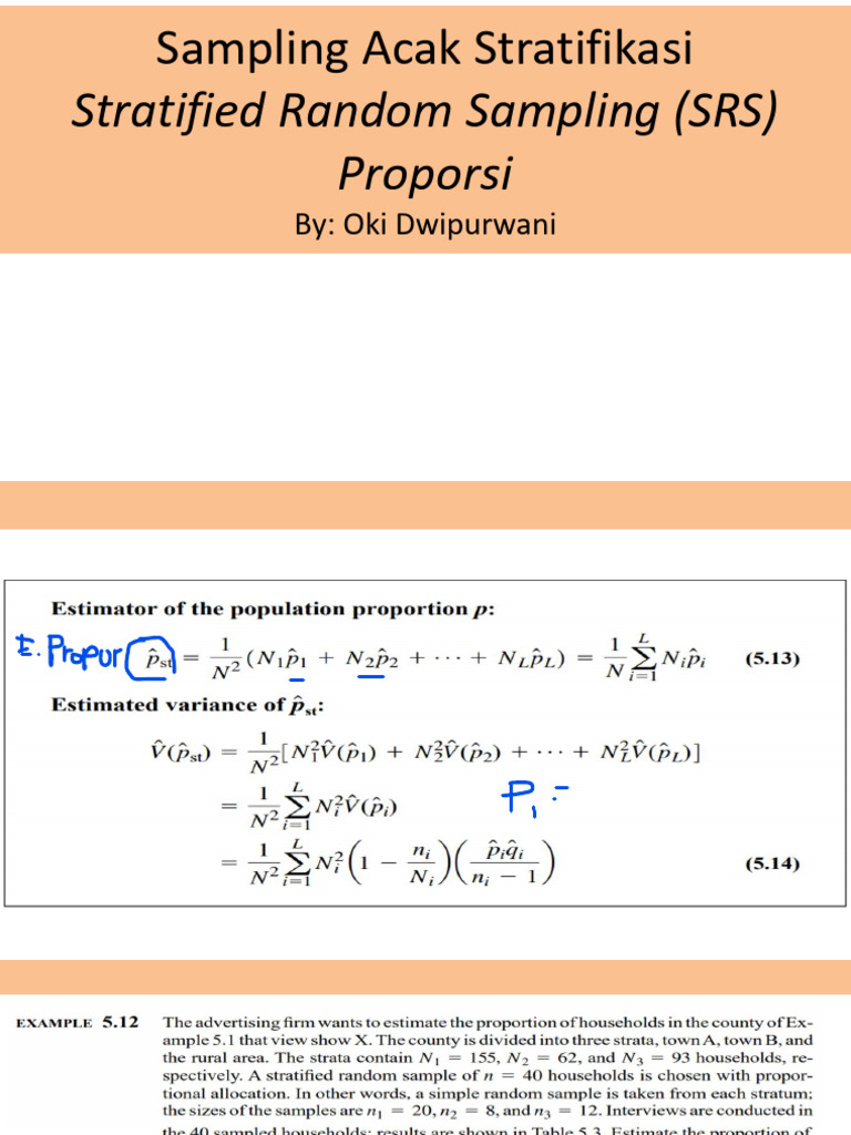 Sampling Acak Stratifikasi (Proporsi) | PDF