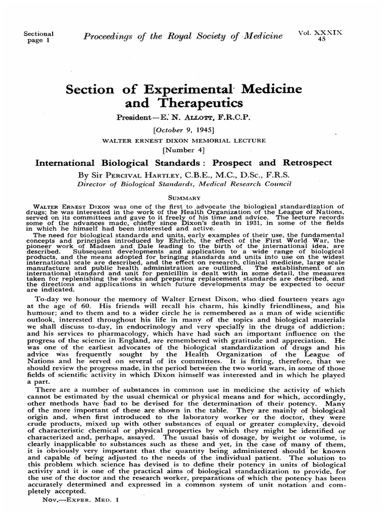 International Biological Standards Overview | PDF | Vitamin C