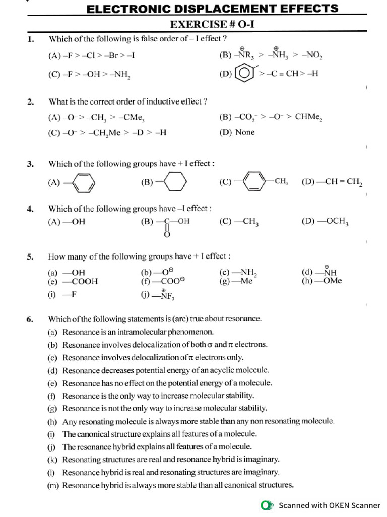Electron Displacement Effects, Assignment -03. | PDF