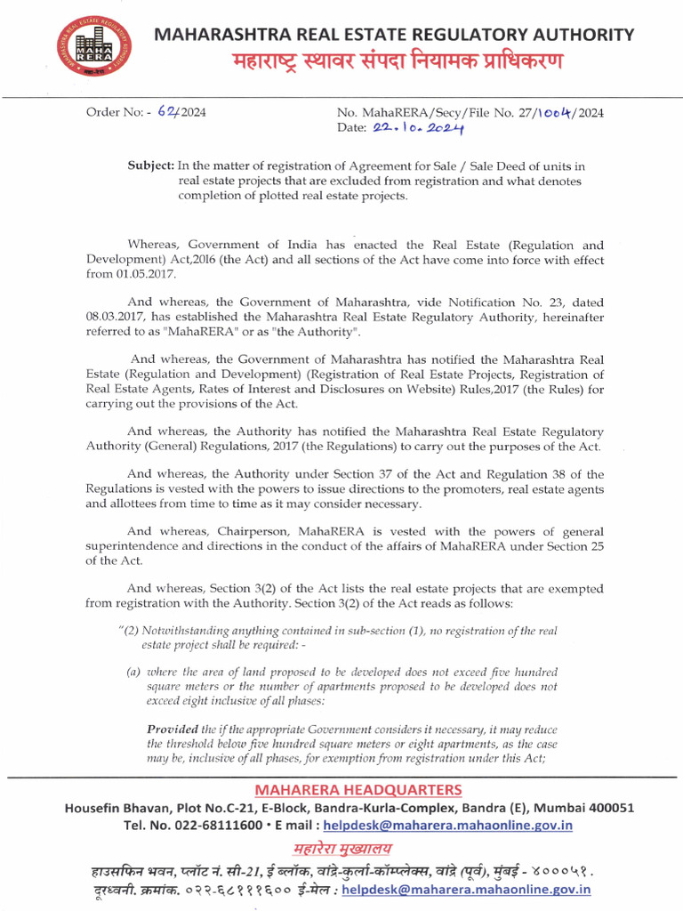 Maharera OrderNo62of2024 | PDF