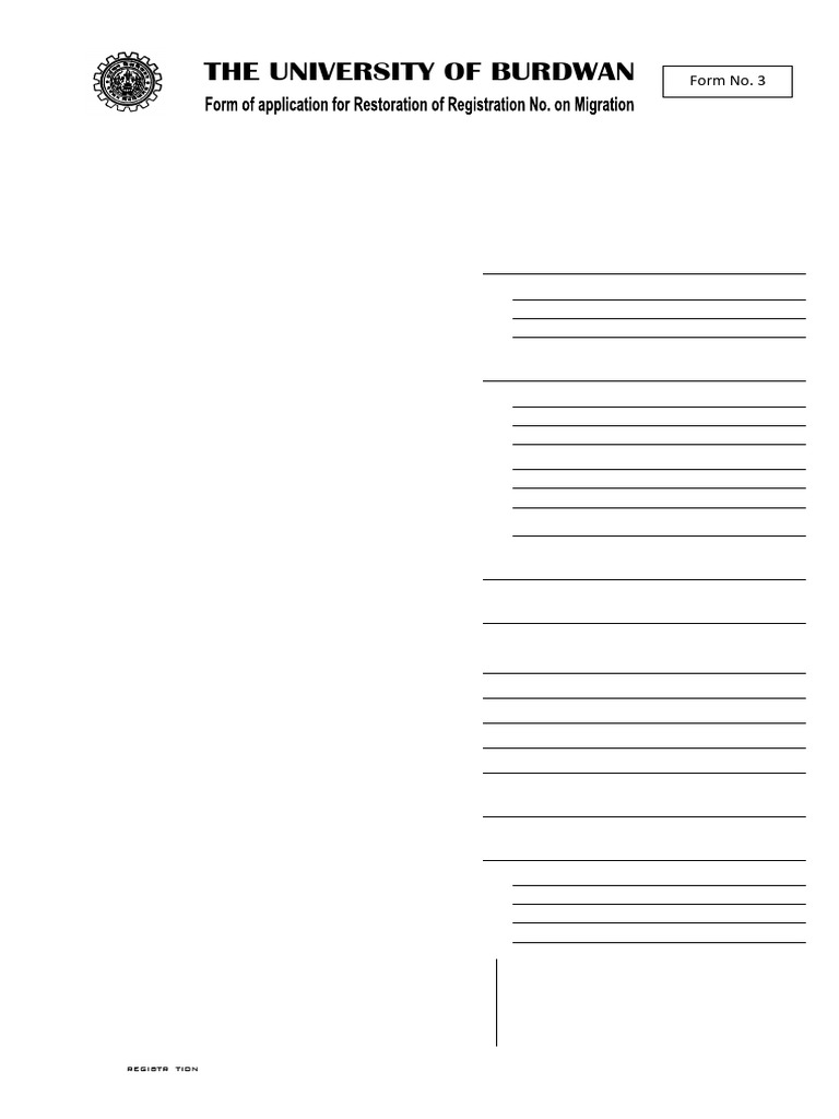 Application For Restoration of Registration Number - FORM 3 | PDF