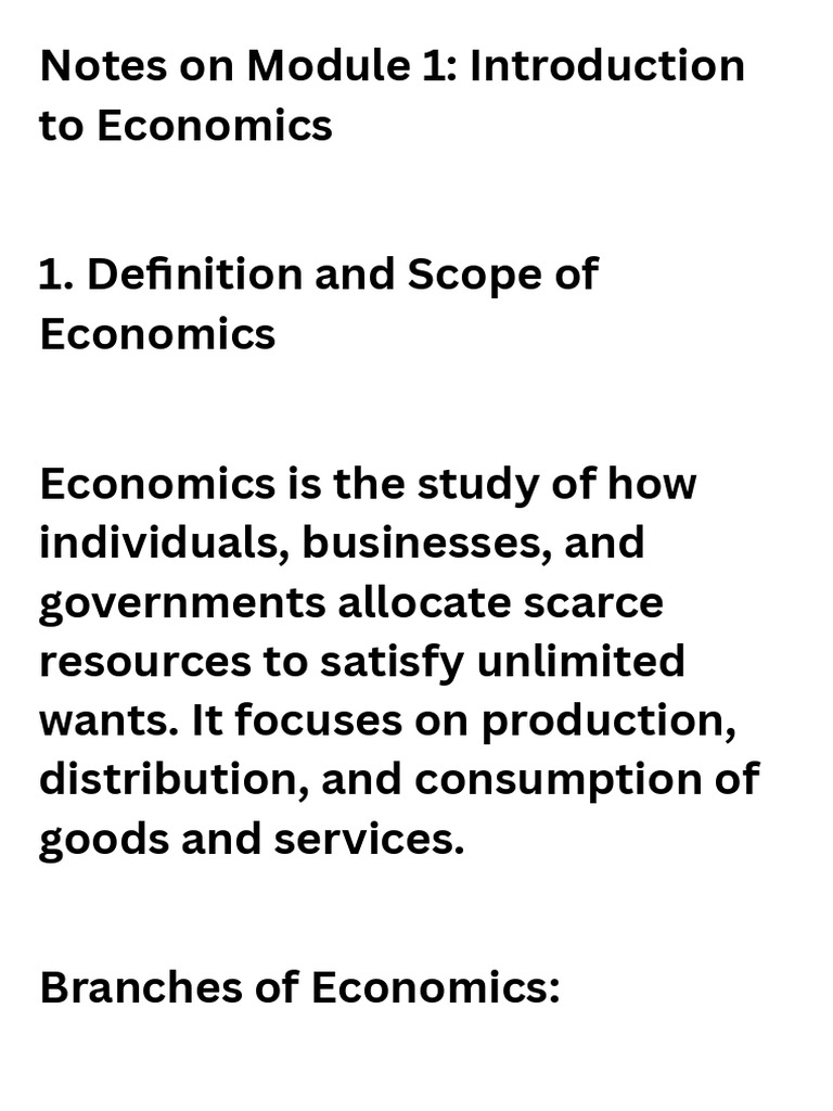 Introduction to Economics Concepts | PDF