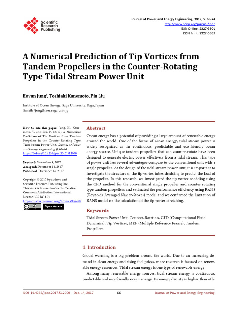 A Numerical Prediction of Tip Vortices From Tandem | PDF | Vortices ...