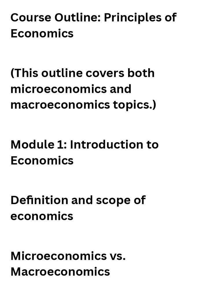 Course Outline Principles of Economics - 20250207 - 123125 - 0000 | PDF
