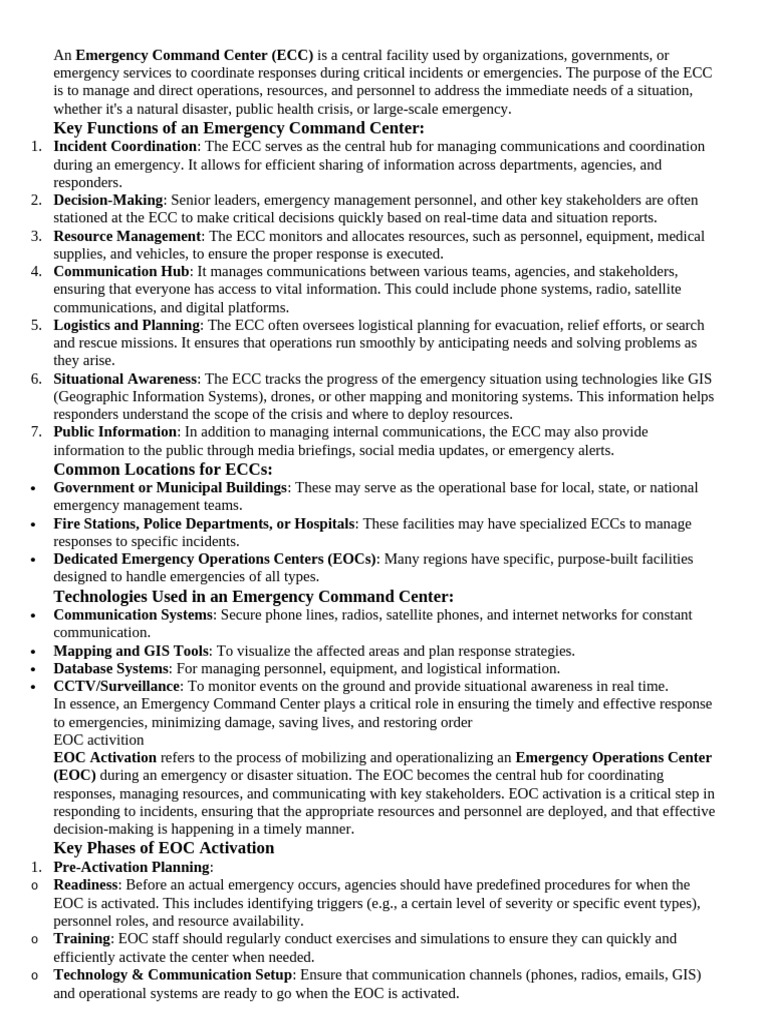 Emergency Command Center Guide | PDF | Emergency | Incident Command System