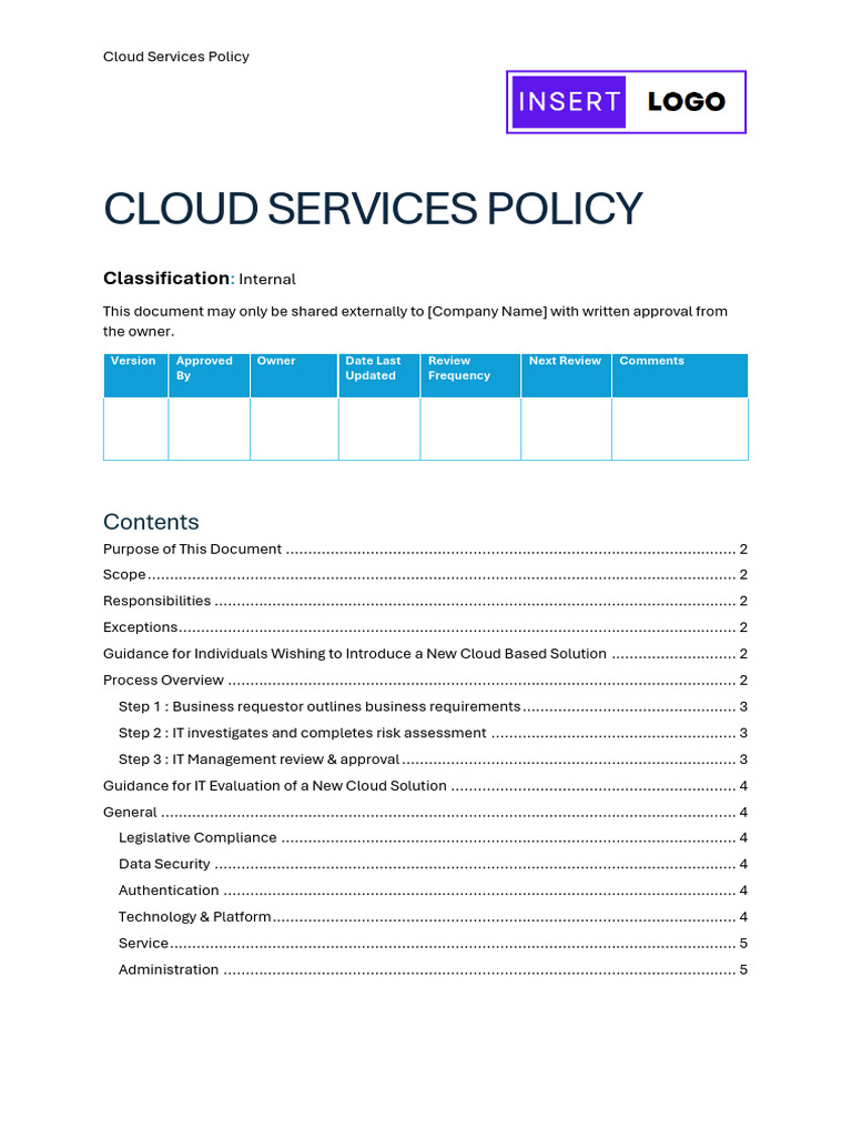 Cloud Services Implementation Policy | PDF | Cloud Computing | Risk