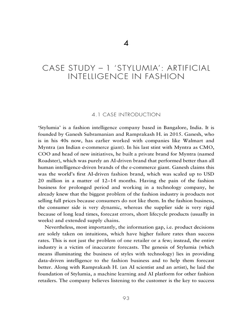 Case Study 1 Stylumia: Artificial Intelligence in Fashion | PDF | Artificial Intelligence ...