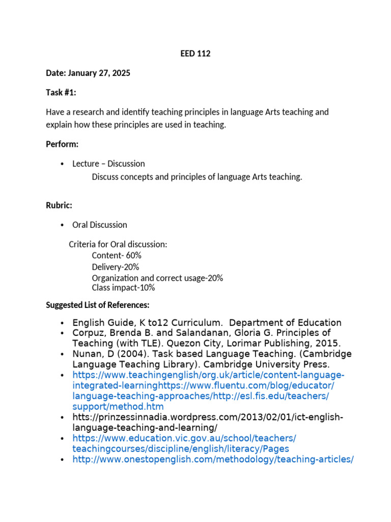 Teaching Principles in Language Arts | PDF