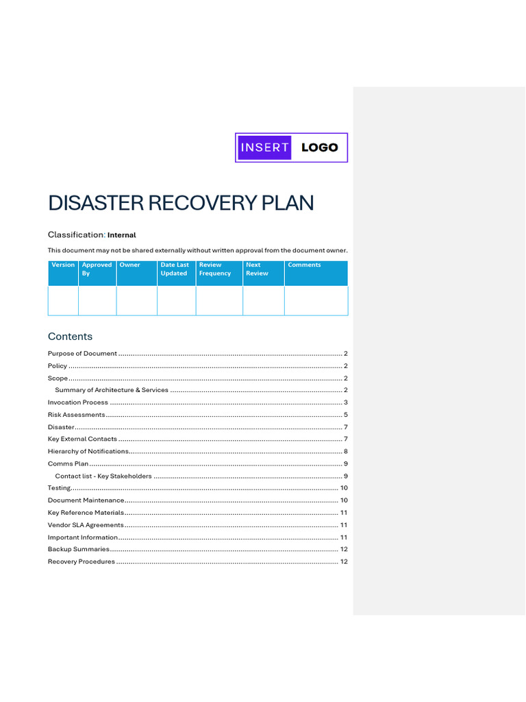 Sample Disaster Recovery Plan | PDF | Backup | Information Technology ...