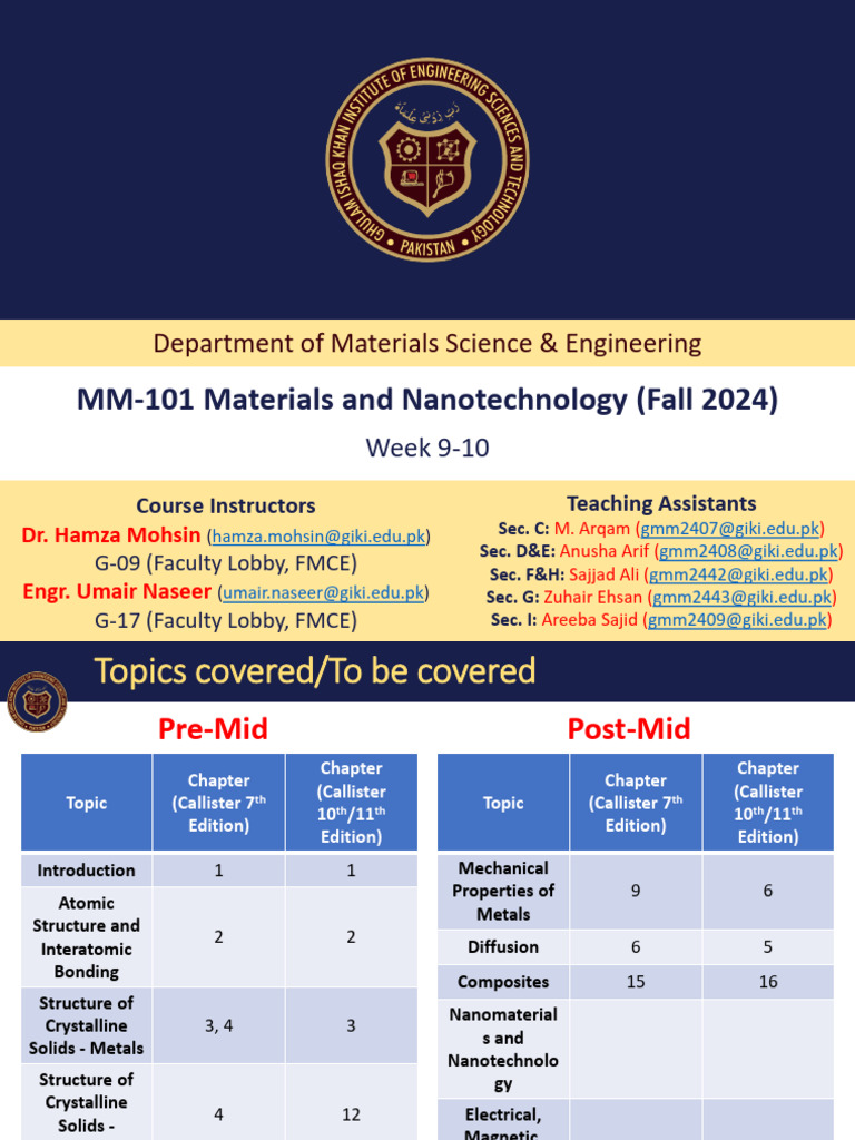 MM-101 Lecture Slides (Post-Mid) - Fall 2024 - Students | PDF | Deformation (Engineering ...