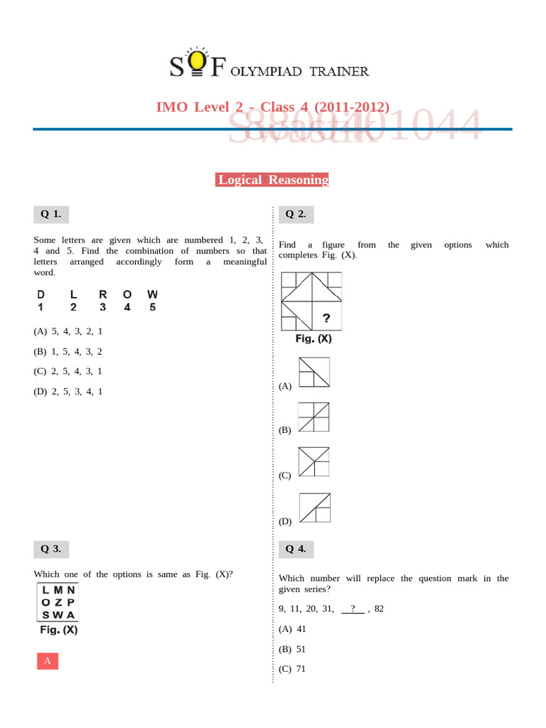 IMO Level 2 - Class 4 (2011-2012) ad8TV | PDF