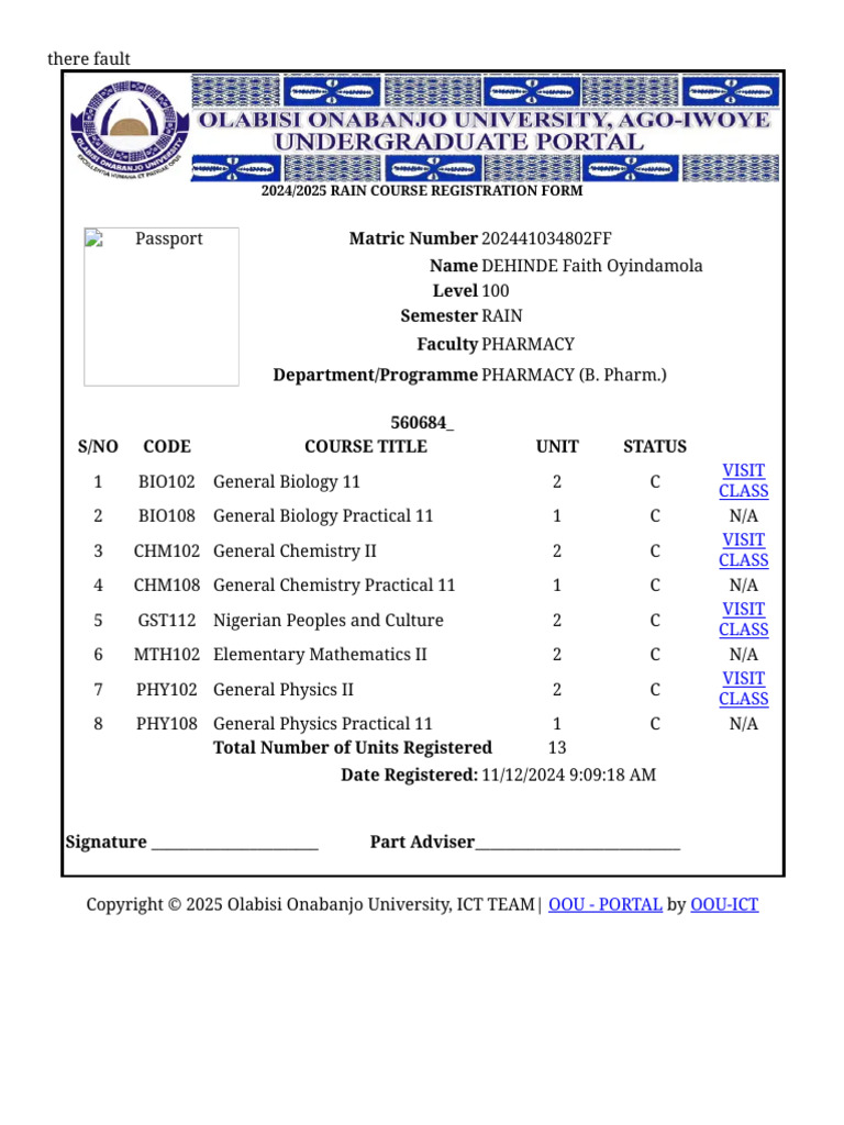 Rain 2024_2025 Course Registration Form | PDF