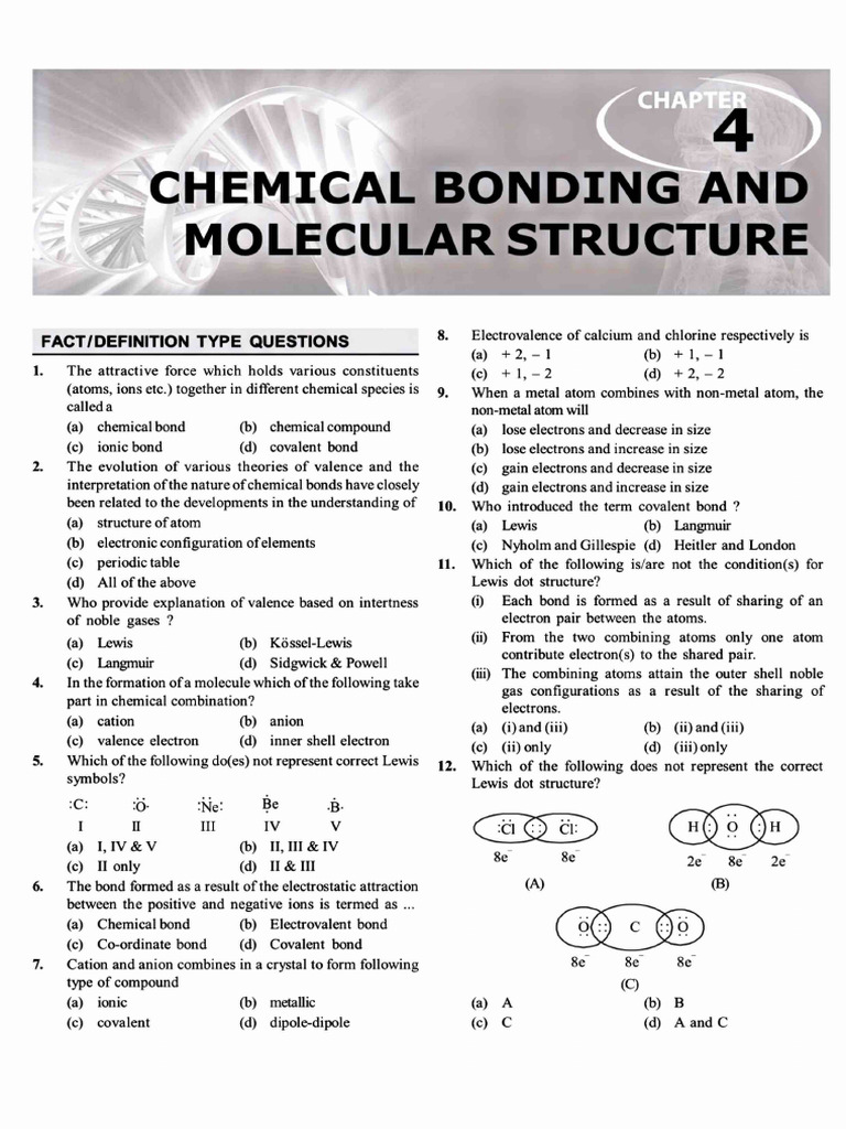 Chemical Bonding Ncert Extract Questions | PDF