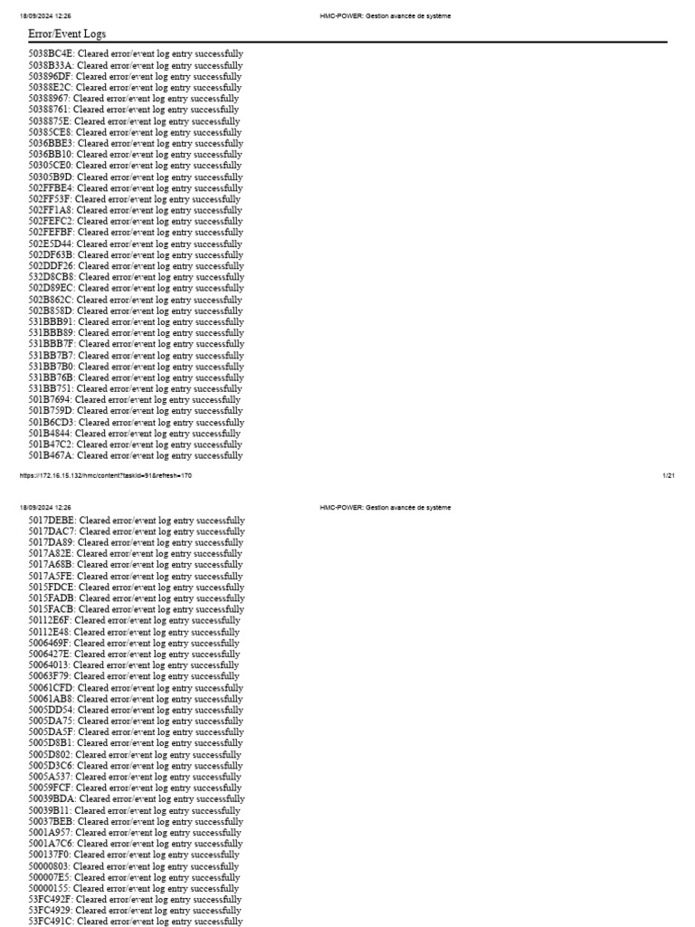 HMC-POWER - Gestion Clear All Error | PDF