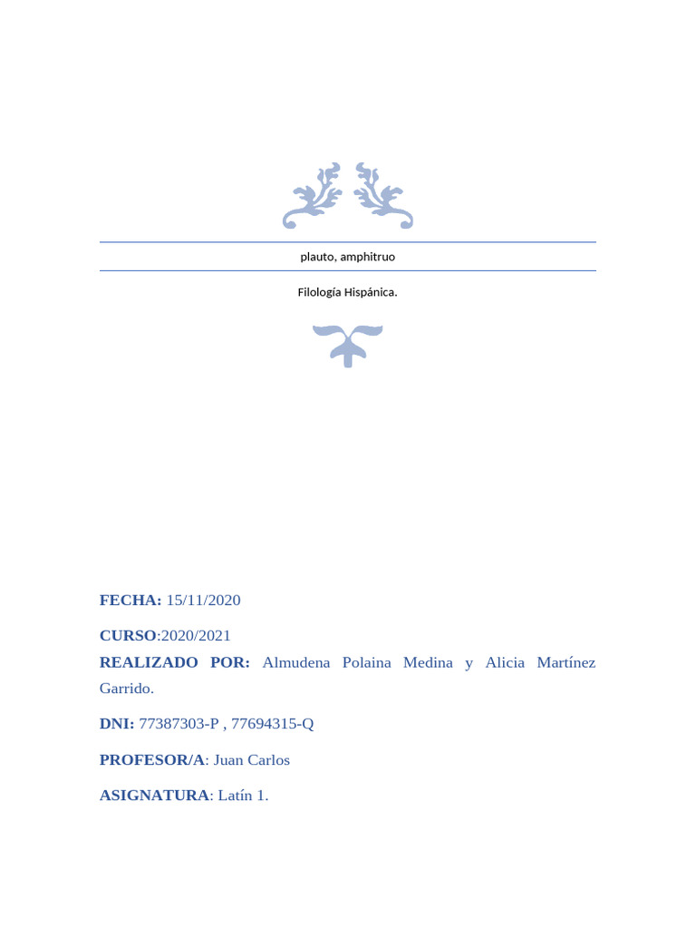 Estructura y personajes de Amphitruo | PDF