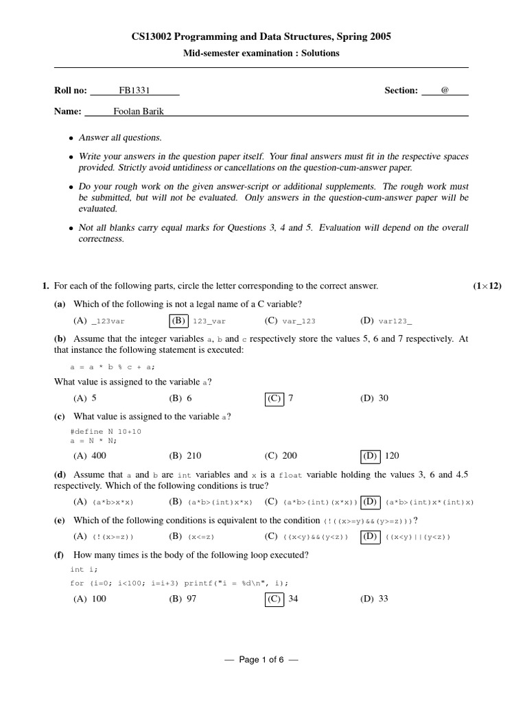 Midsem Sol Pdf Integer Computer Science Parameter Computer Programming