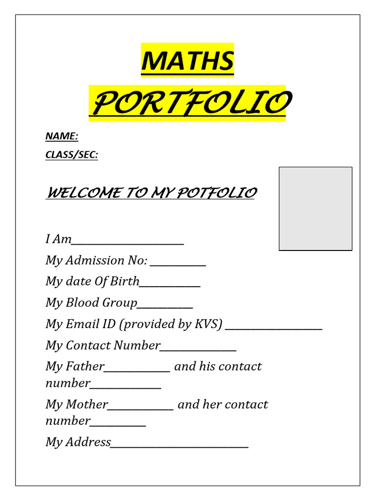 Format Of Portfolio Pdf