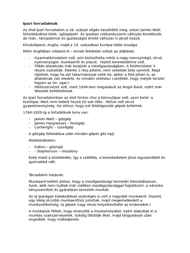 Ipari Forradalmak | PDF