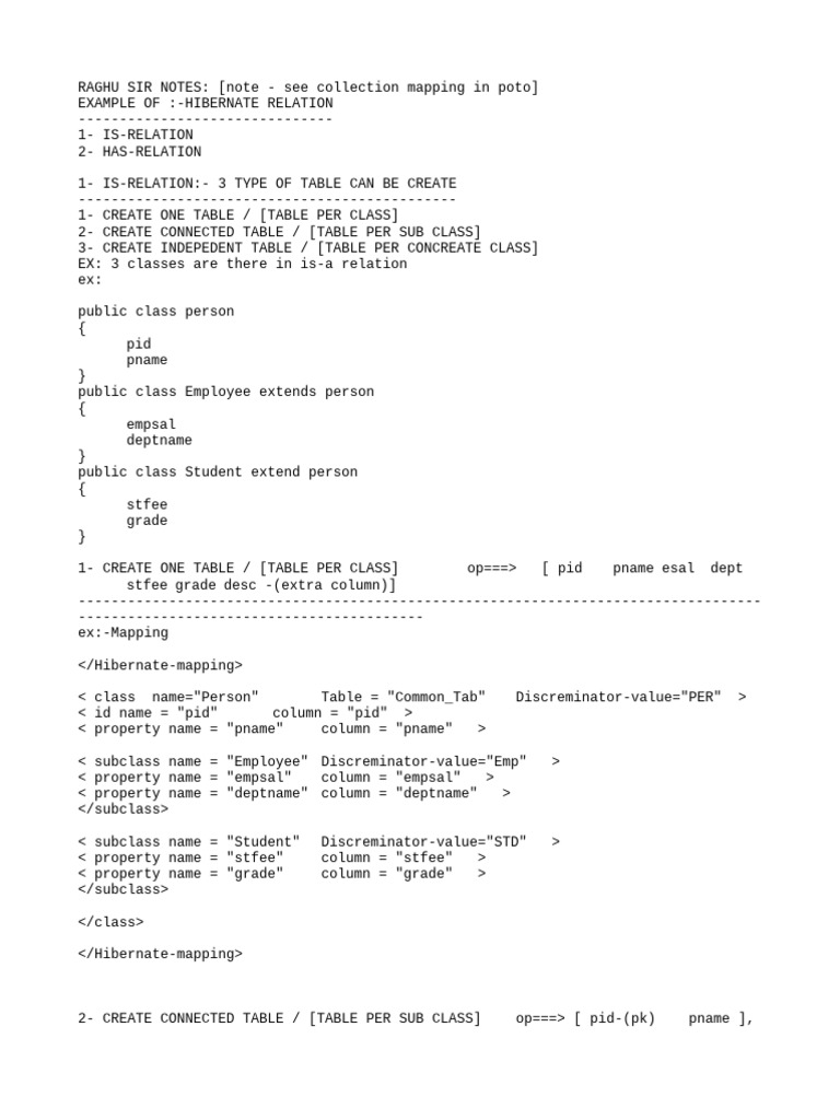 Hibernate Mapping Raghu Pdf Computer Programming Software Engineering