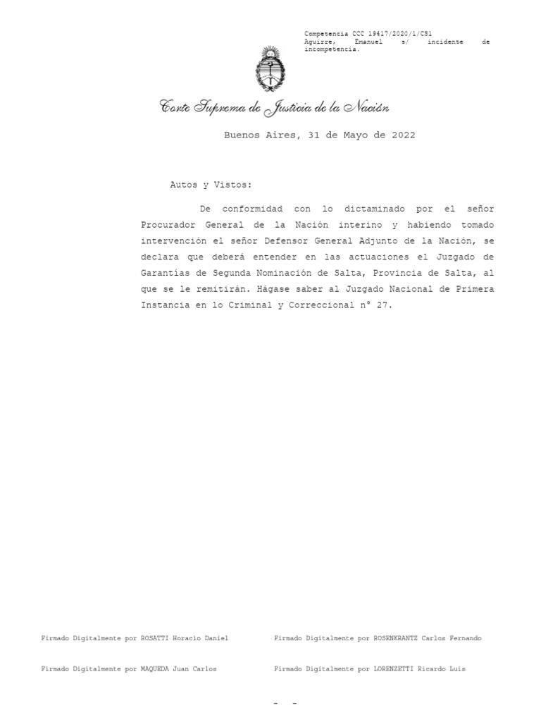 FALLO CCC 019417_2020_1_CS001 (1) | PDF | Caso de ley | Justicia