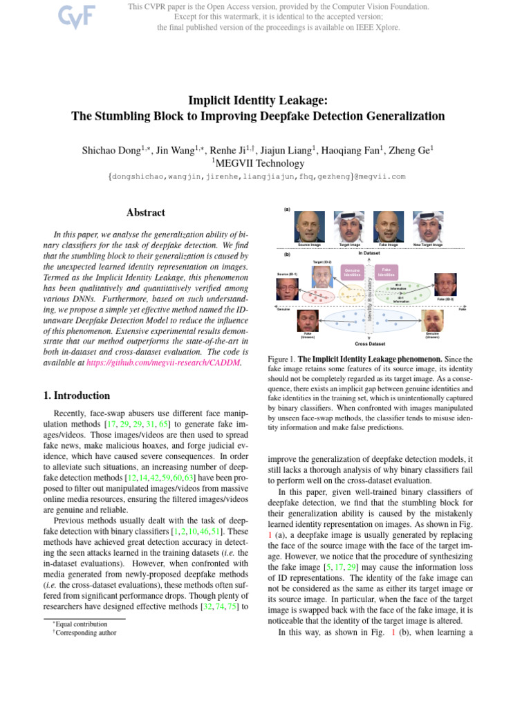 Dong Implicit Identity Leakage The Stumbling Block To Improving Deepfake Detection CVPR 2023 ...