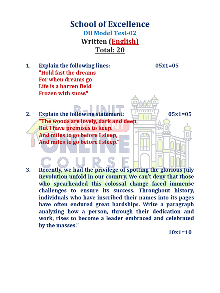 English Model Test 02 Analysis | PDF
