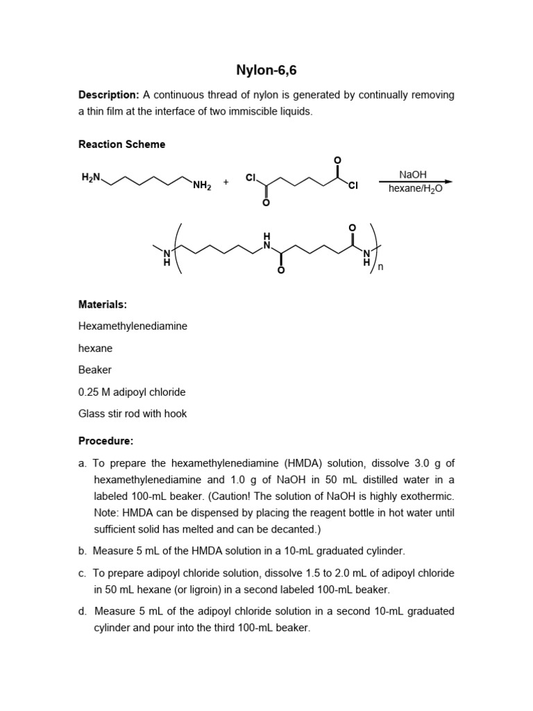 Synthesis of Nylon-66 | PDF | Nylon | Sodium Hydroxide