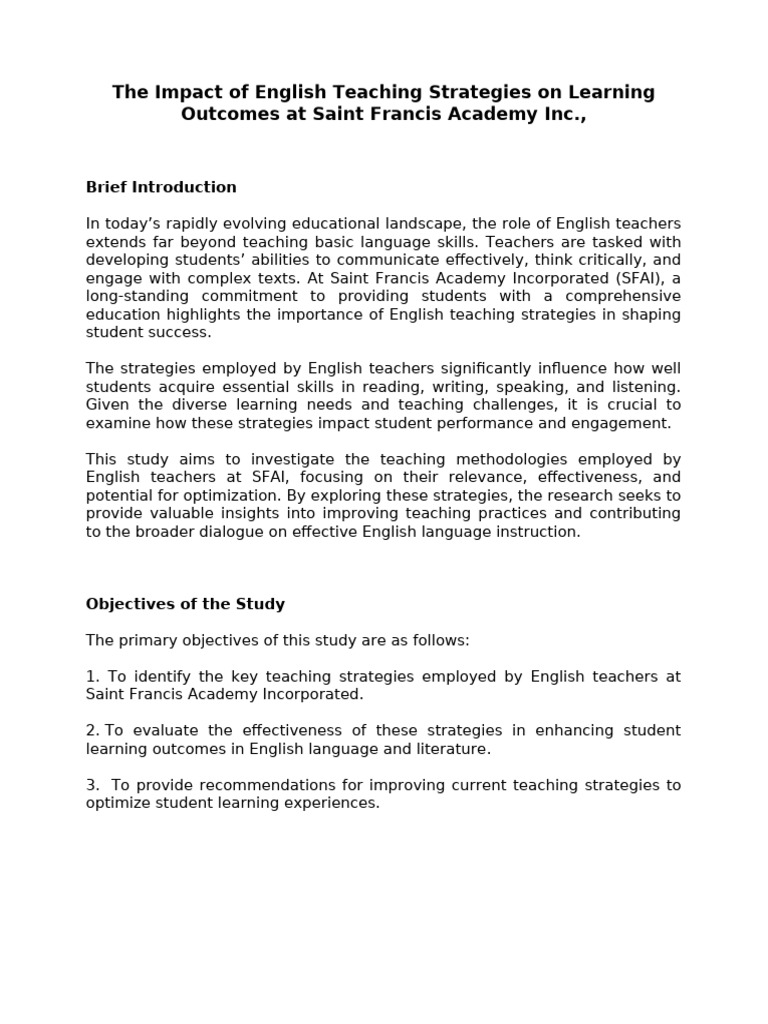 The Impact of English Teaching Strategies On Lear | PDF | Cognition ...