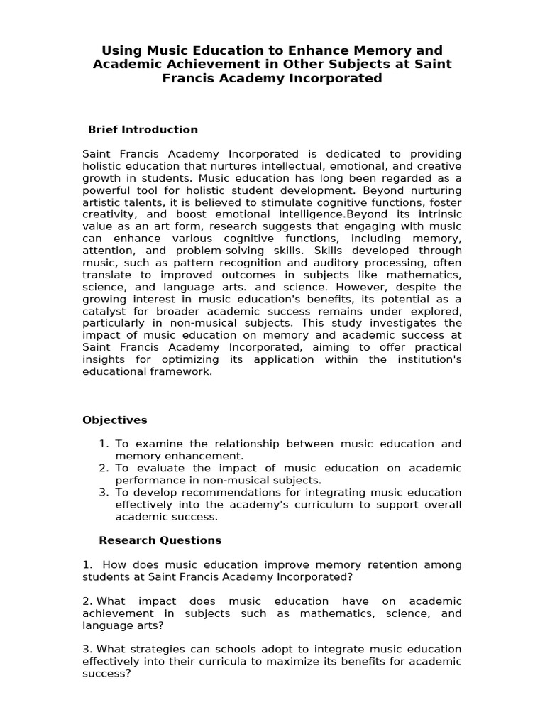 Using Music Education To Enhance Memory and Academ | PDF | Memory ...