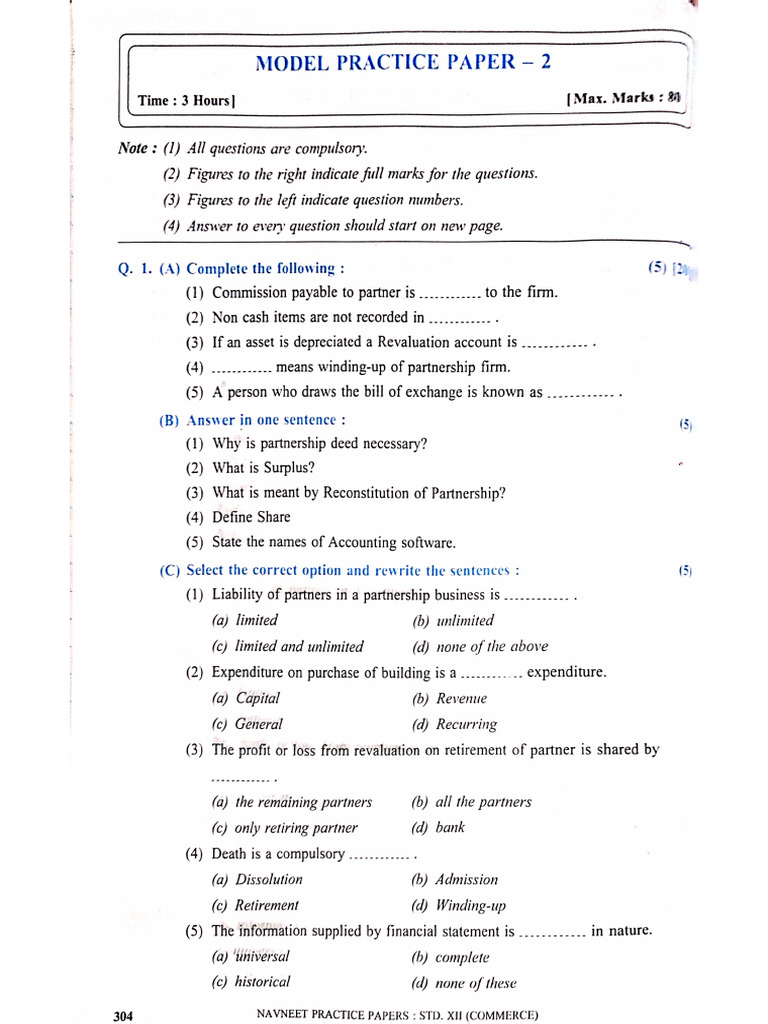 Model Practice Paper BK 2 To 4 | PDF