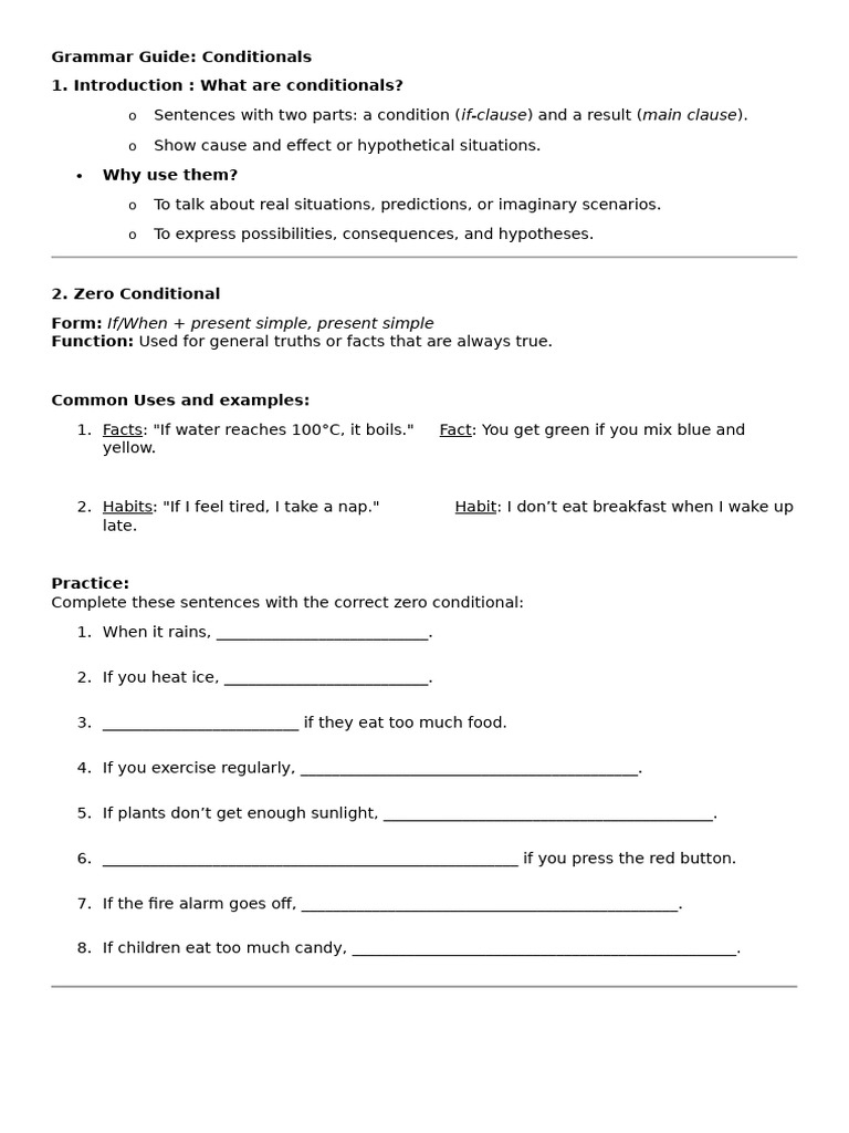 Complete first unit 5 conditional grammar guide | PDF | Language Mechanics | Syntax
