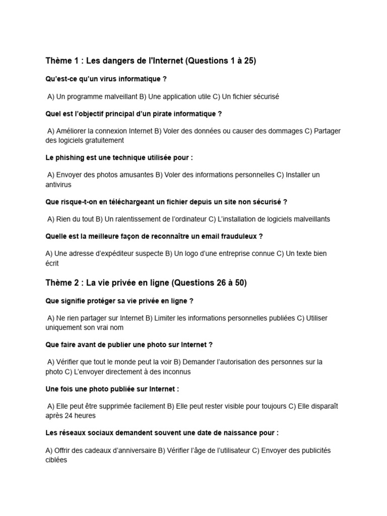 Dangers de l'Internet et sécurité en ligne | PDF | Cyberharcèlement ...