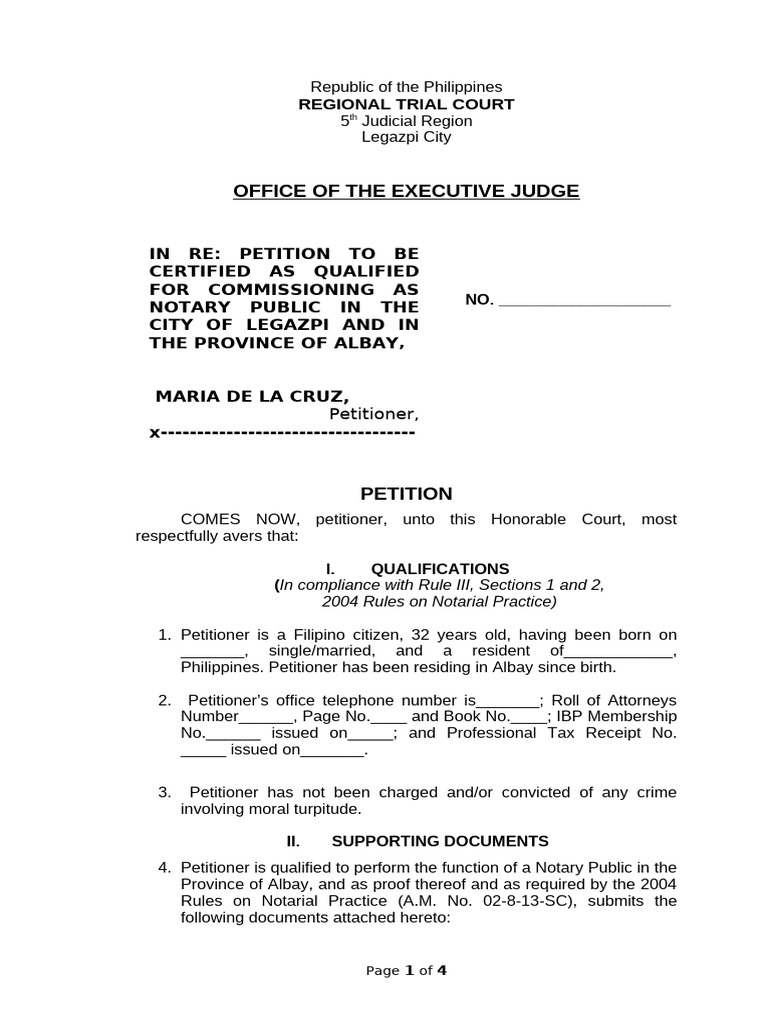 Petition Notarial Commission TEMPLATE | PDF | Notary Public | Justice