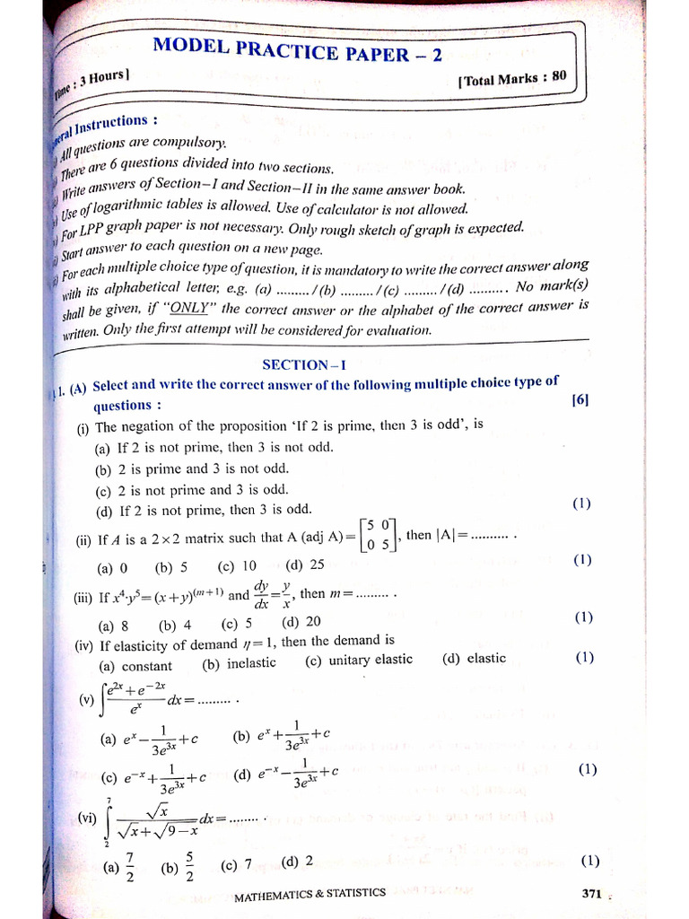 Model Practice Paper 2 | PDF