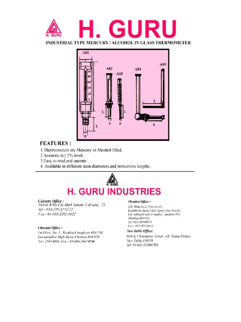 H Guru Industrial Type Thermometer | PDF