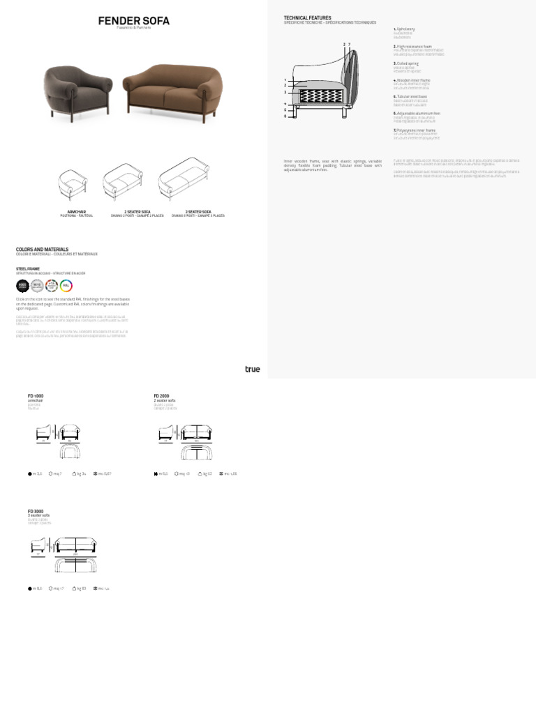 TRUE - Fender Sofa - Tech Sheet | PDF | Textiles | Materials