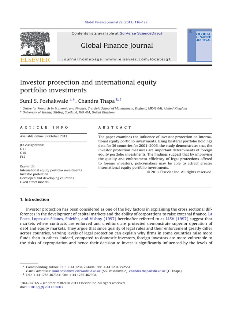 Investor Protection and International Equity Portfolio Investments ...