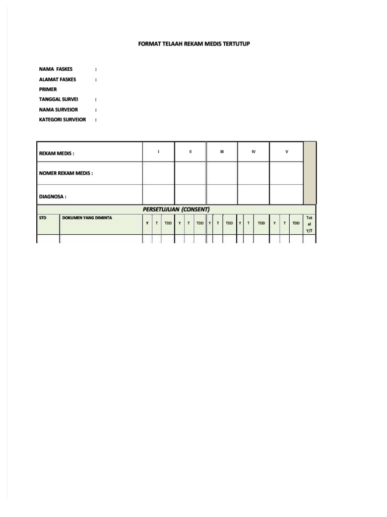 Format Telaah Rekam Medis Tertutup | PDF