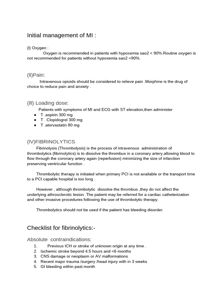 Initial Management of MI | PDF | Percutaneous Coronary Intervention ...