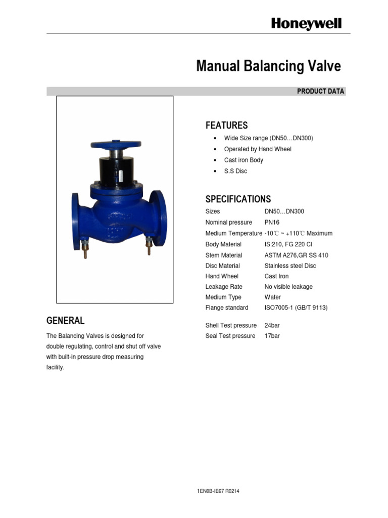 Balancing Valve V4-BLV-GP16 | PDF | Valve | Gas Technologies