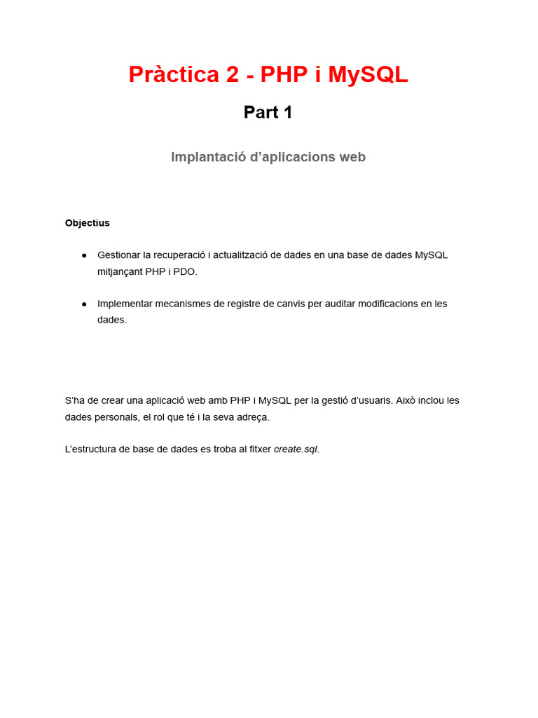 Pràctica 4 - Enunciat | PDF