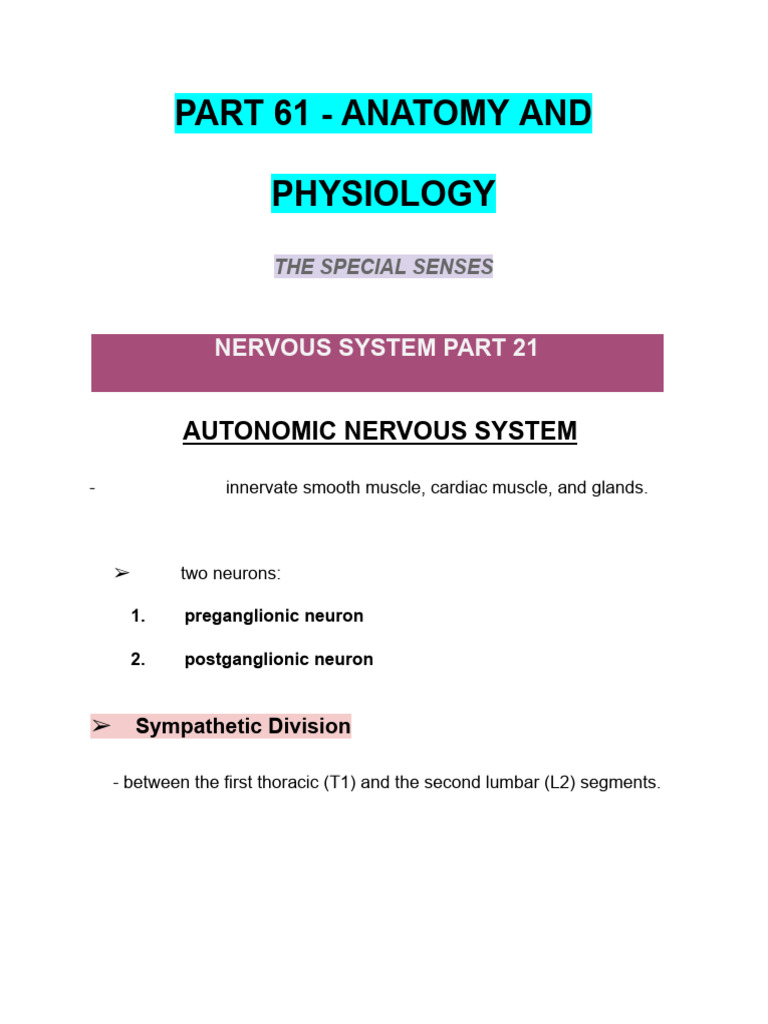 Part 61 - Anatomy and Physiology | PDF