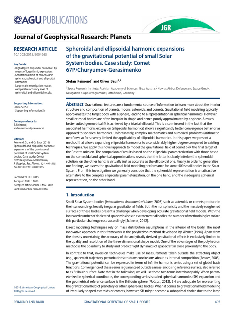JGR Planets - 2016 - Reimond - Spheroidal and Ellipsoidal Harmonic Expansions of The ...