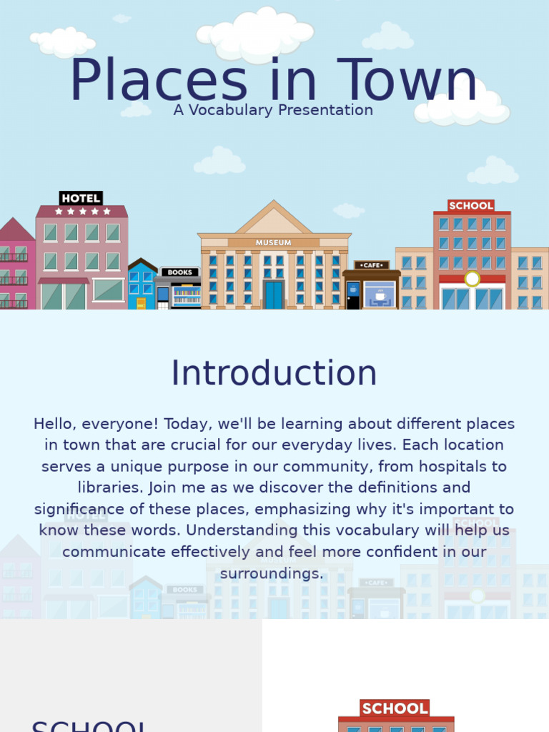 Essential Town Places Vocabulary Guide | PDF