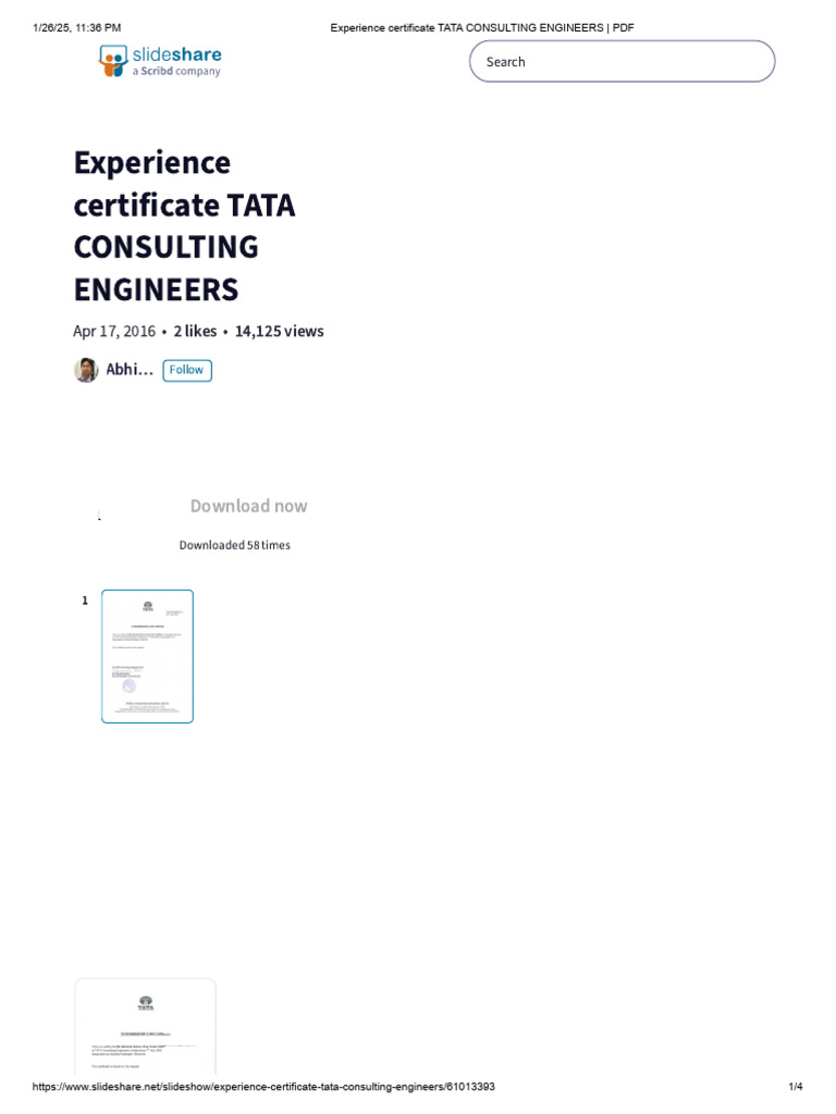 Experience Certificate TATA | PDF